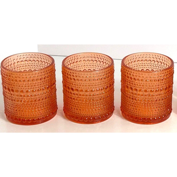 Amber | Accents | Set Of 3 Vintage Amber Bubble Glass Votive Candle ...